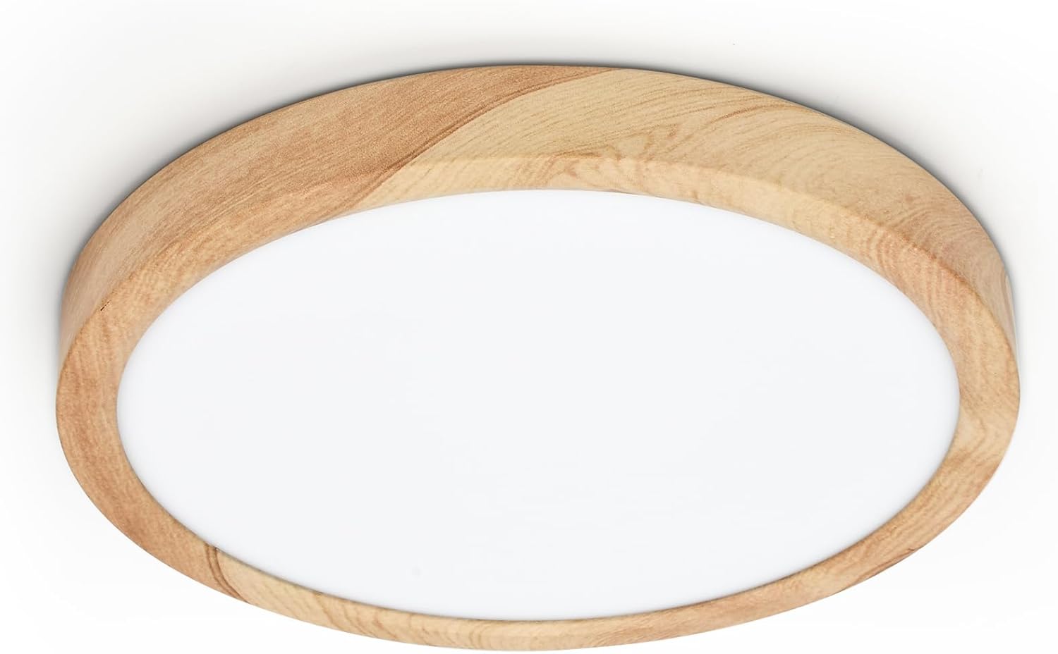 LVL LED Ceiling Light, 18W Wood Grain Flat Small Round Nordic Flush ...