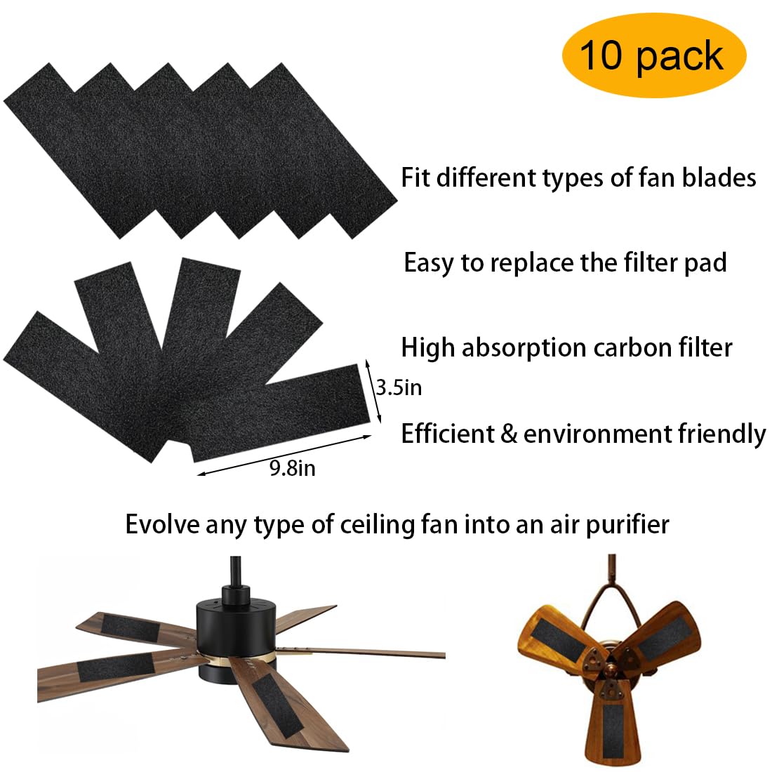 Snapklik.com : 10 Pack Ceiling Fan Filters For Blades - Ceiling Fan Air ...