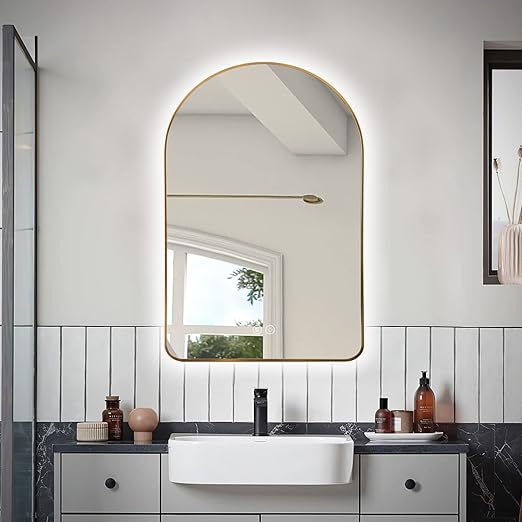 Amazon.com: Niccy Arched LED Lighted Bathroom Mirror, 30x20 Inch Backlit Vanity Mirror with ...