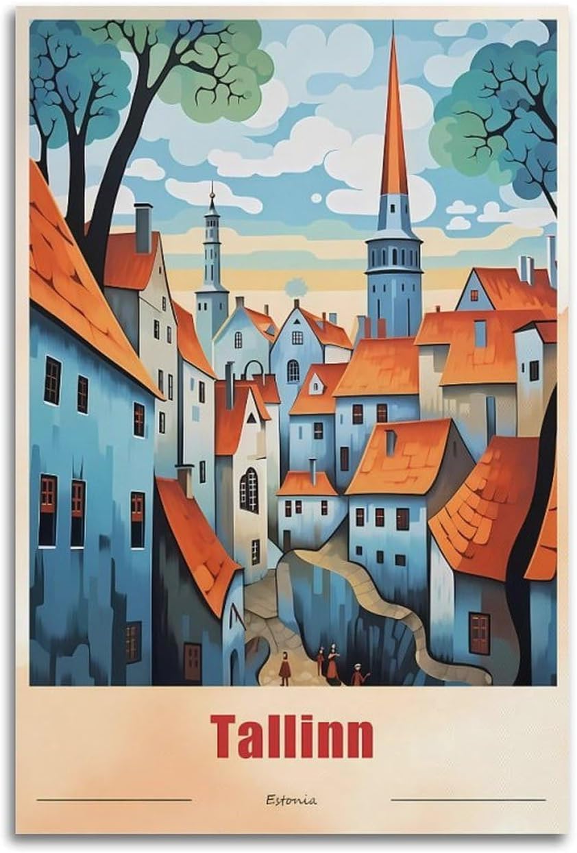 Amazon.de: Estland Tallinn Vintage-Reise-Souvenir-Poster (6) Wandkunst ...