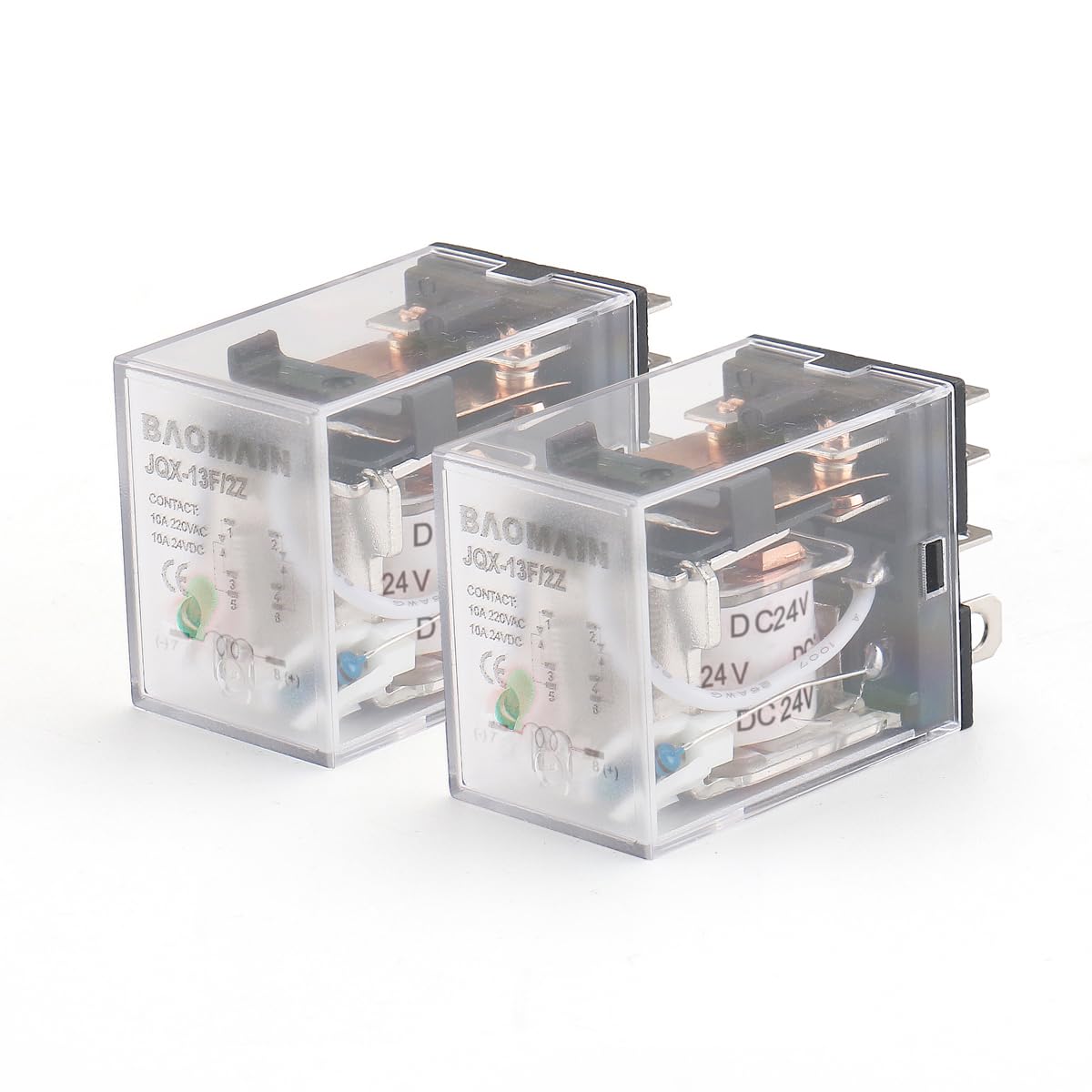 Baomain 2PCS JQX-13F/2Z General Purpose Power Relay, DPDT 8 Pins Electromagnetic Power Relay ...