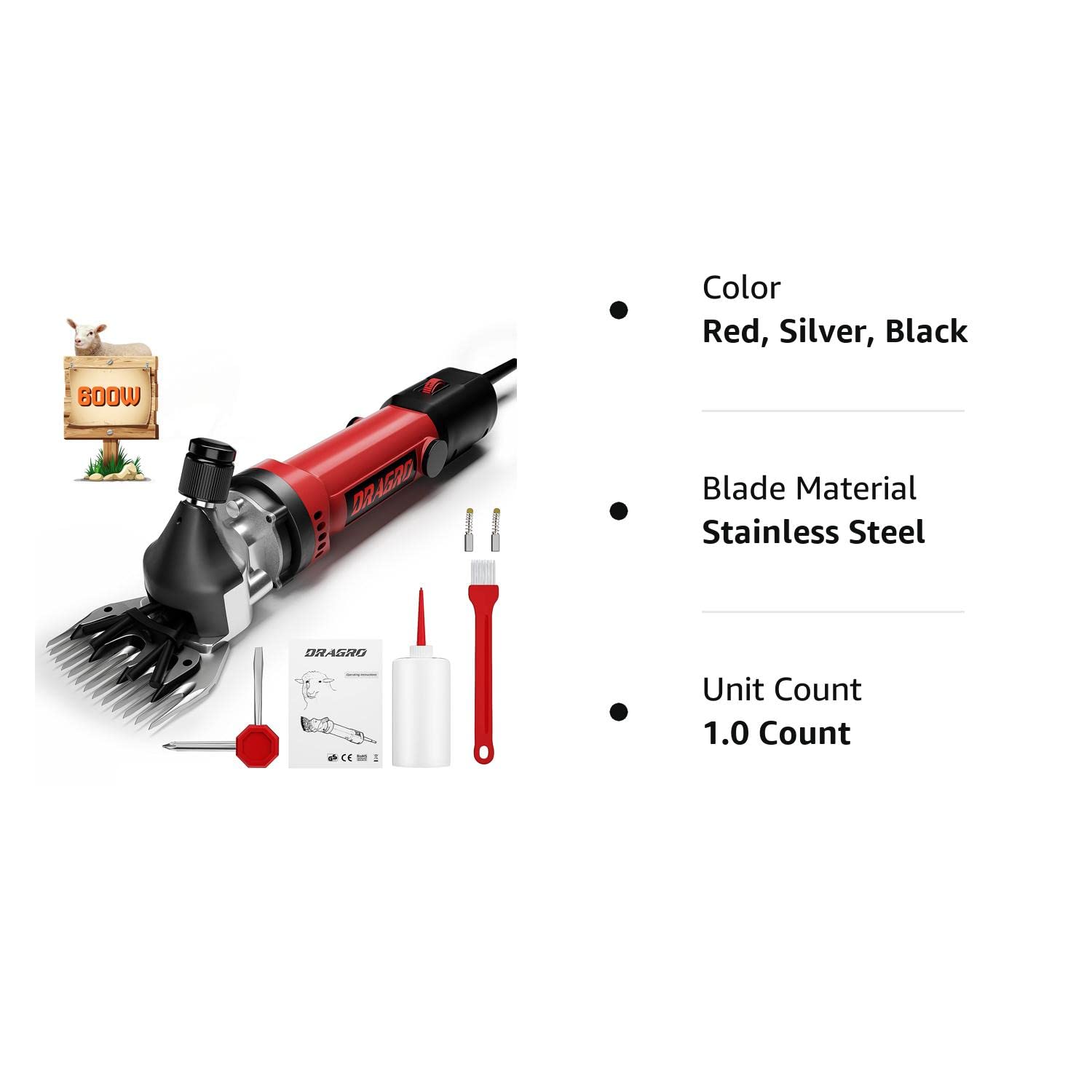 Dragro Sheep Clippers 600W, Professional Animal Shearing Machine, Farm ...