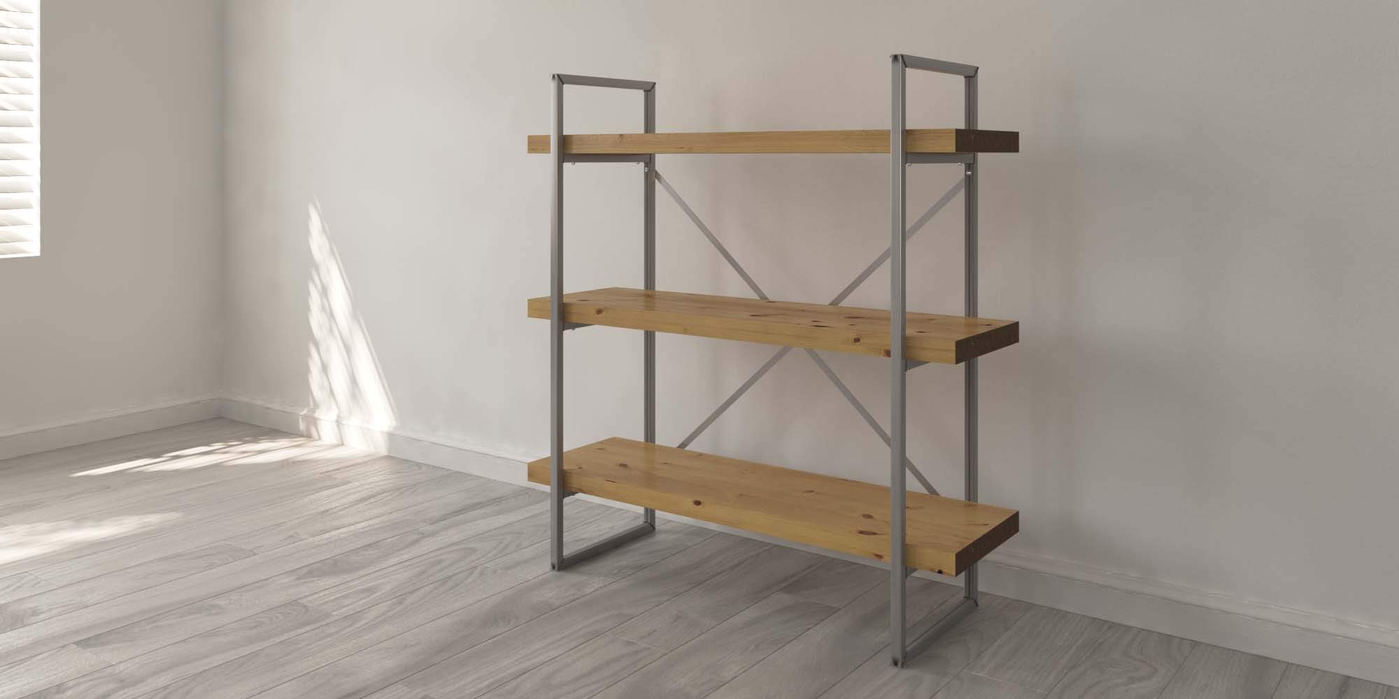 Buy Industrial Rustic Solid Wood and Steel Free Standing Shelves ...
