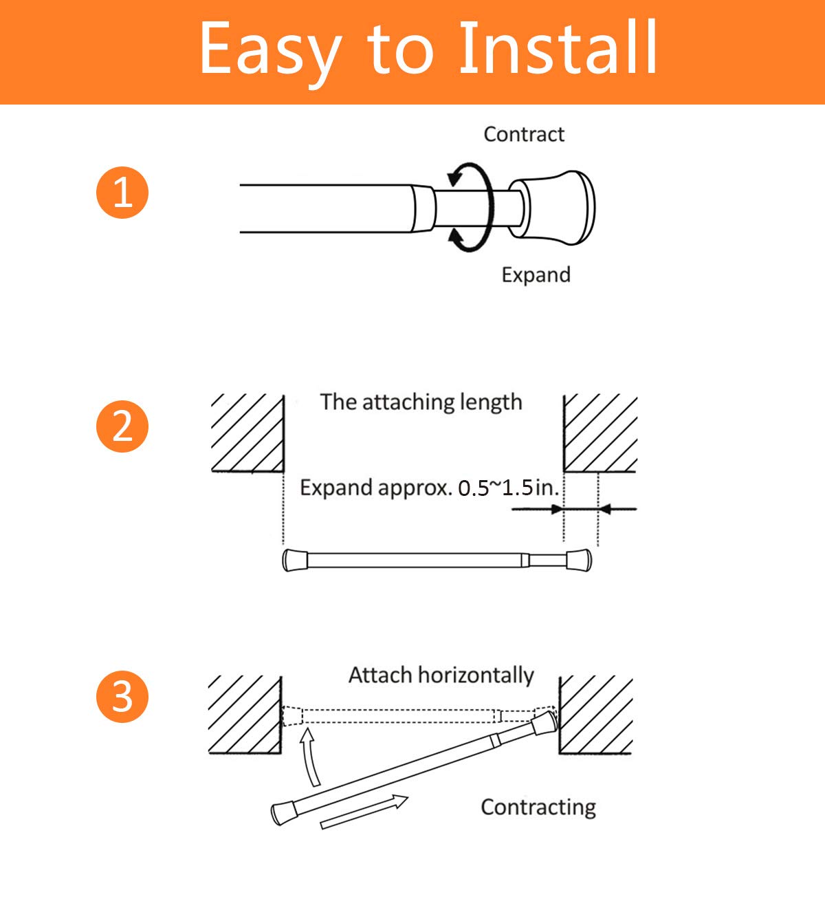 Snapklik.com : KXLife Small Spring Tension Curtain Rod, Round Spring ...