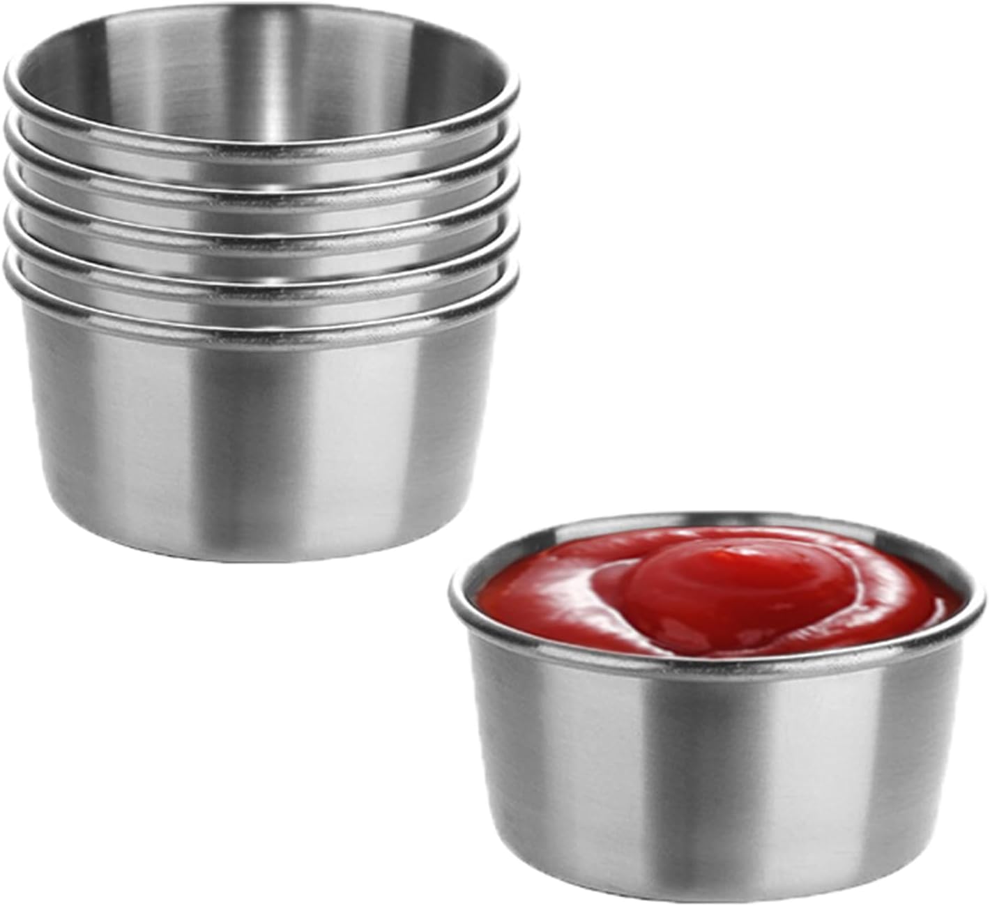 Amazon.com: Silver 304 Stainless Steel Mini Dipping Cup Set of 6 ...