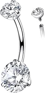 Amazon.com: Internally Threaded Belly Button Ring Titanium - 14g ...