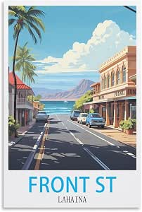 Amazon.com: YNIEILU Front St Lahaina Vintage Travel Poster 12x18inch ...