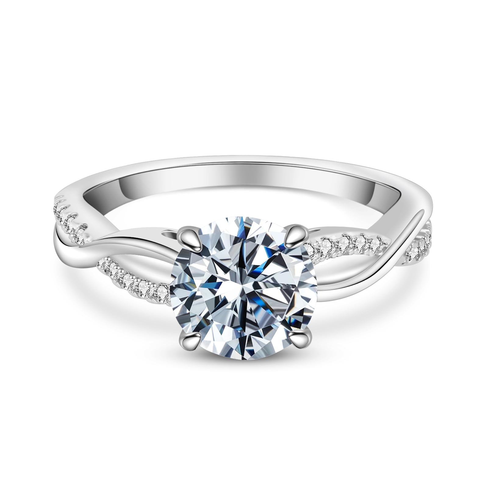 Elio Passero Engagement Rings for Women,925 Sterling Silver CZ Round ...