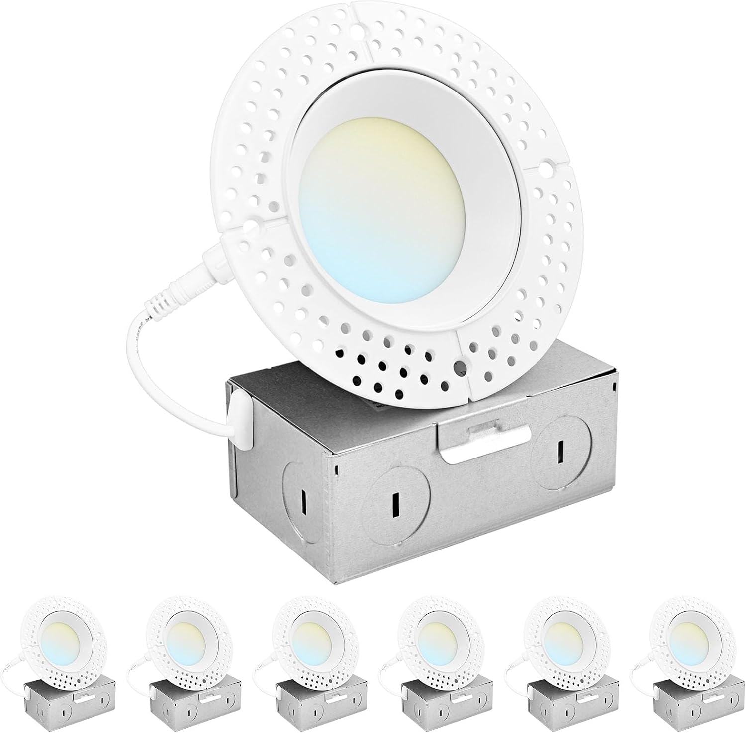 LUXRITE 3 Inch Trimless LED Recessed Light with Junction Box, 5CCT ...