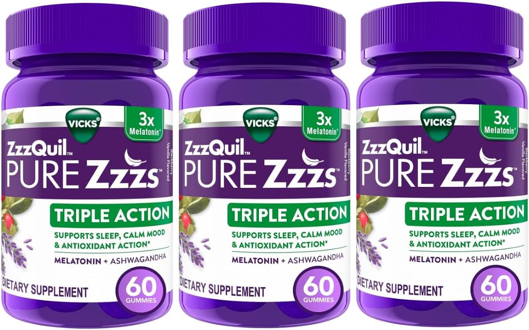Amazon.com: ZzzQuil Pure Zzzs Triple Action, Melatonin Gummies, 3X ...