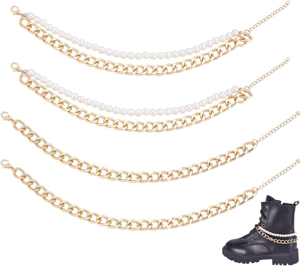 Amazon.com: PH PandaHall 4pcs Golden Shoe Charms Chains Pearl Shoe ...