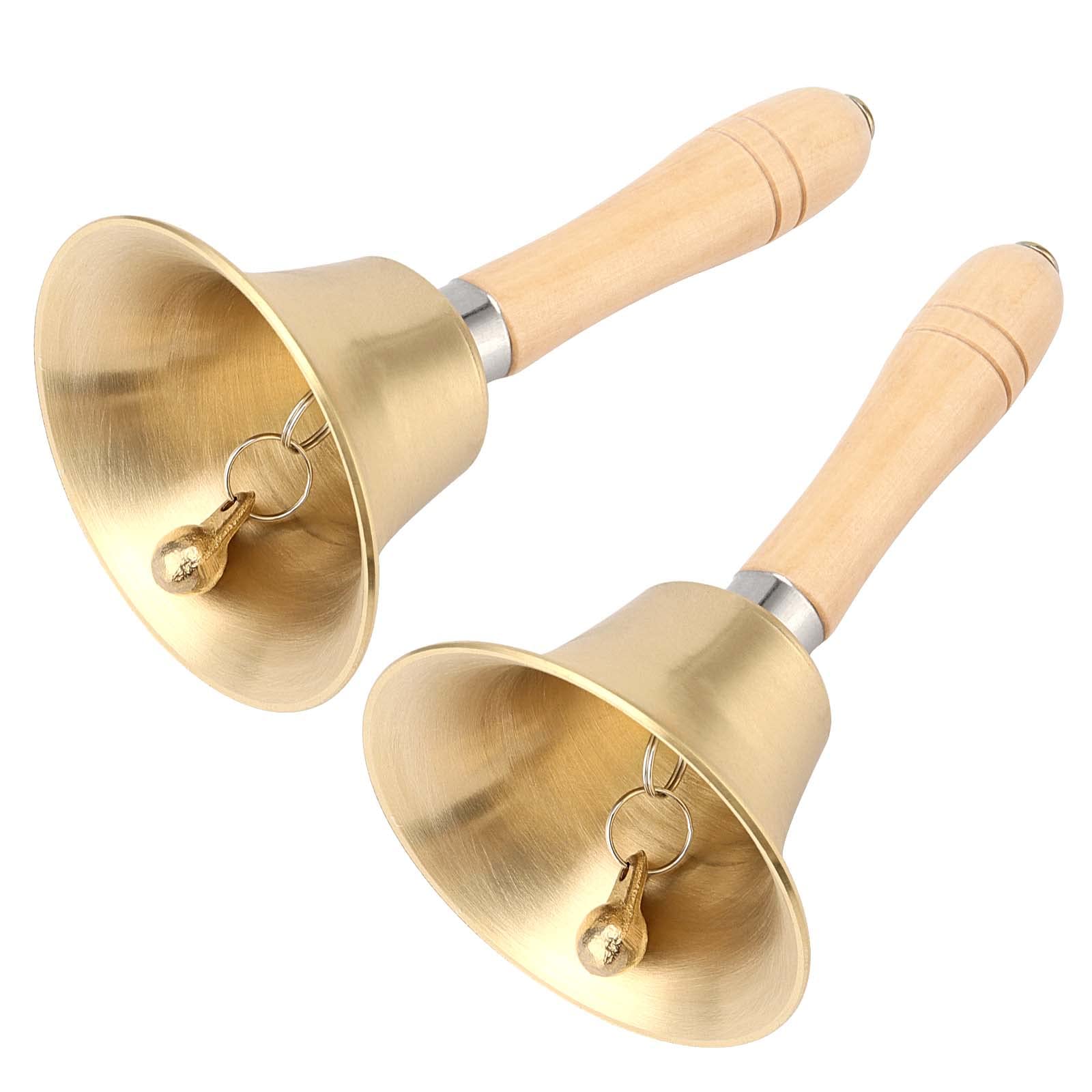 KOHAND 2 Pcs Brass Hand Bells, 8cm Call Bell Hand with Wooden Handles ...