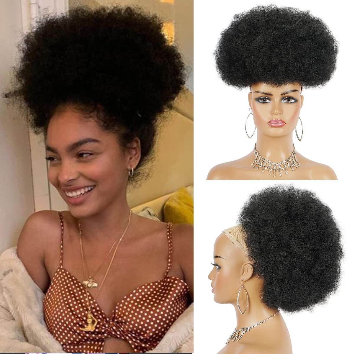 Amazon.com : Afro Puff kinky curly Drawstring Ponytail Extension for Women Afro Drawstring ...