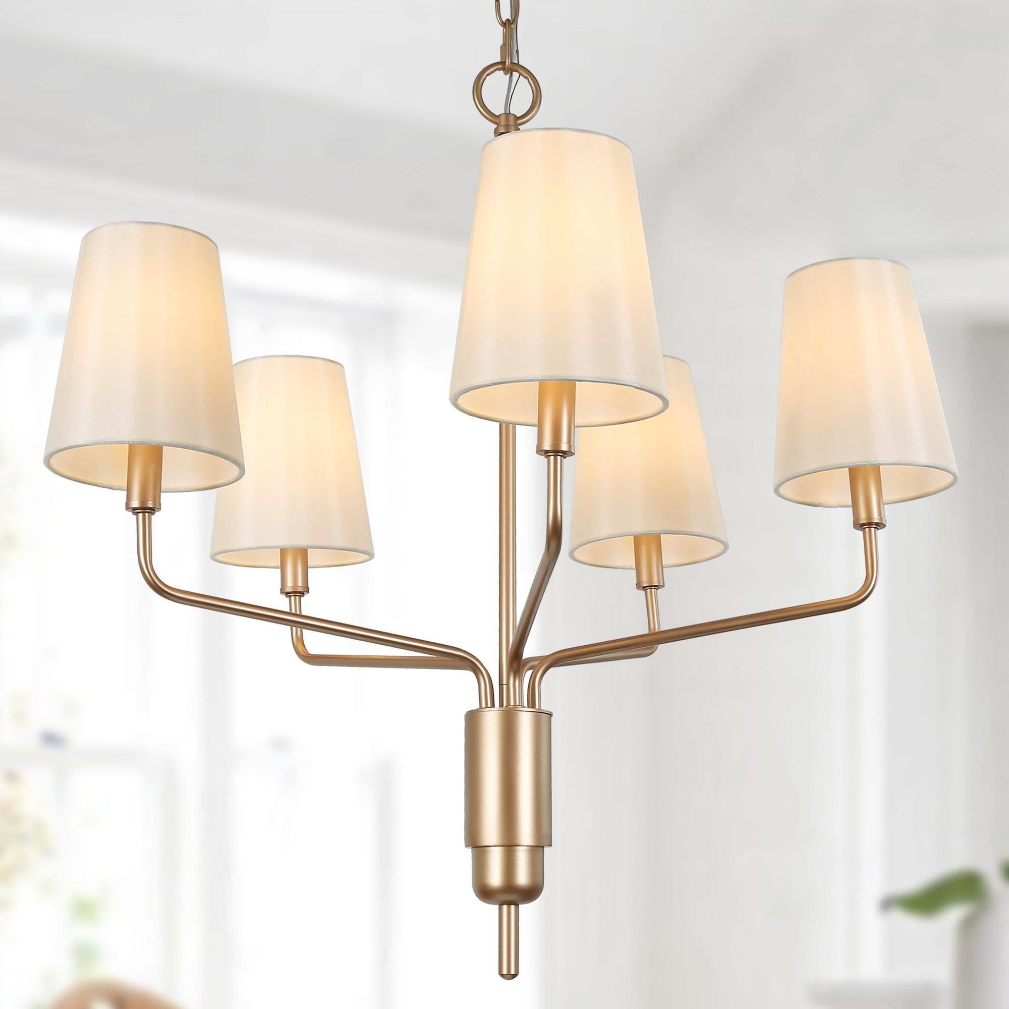 KSANA Gold Chandelier, 5-Lights Modern Chandelier Light Fixture with ...