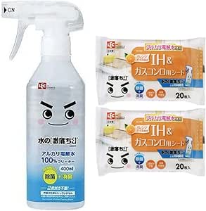 Amazon | レック(LEC) 水の激落ちくん 本体 400ml＋Ba 水の激落ちシート IH & ガスコンロ 20枚入×2個セット | ノーブランド品 | 使い捨てクロス