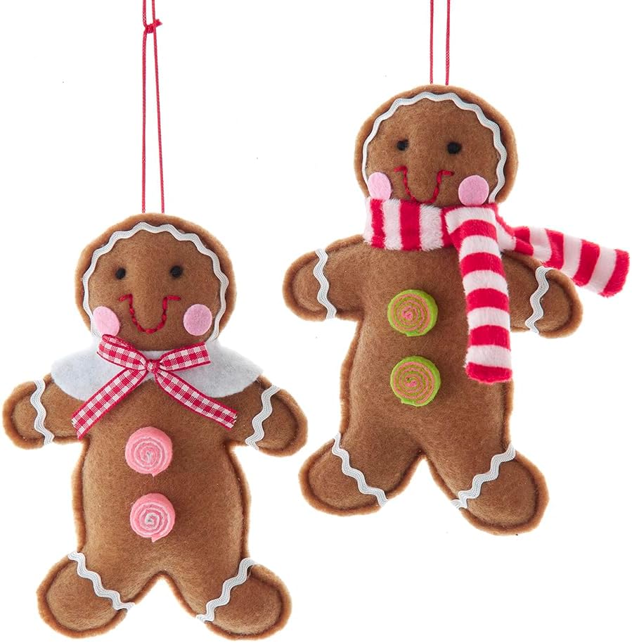 Amazon.com: Kurt Adler 5.5 Inch Fabric Gingerbread Man Ornaments, Set ...