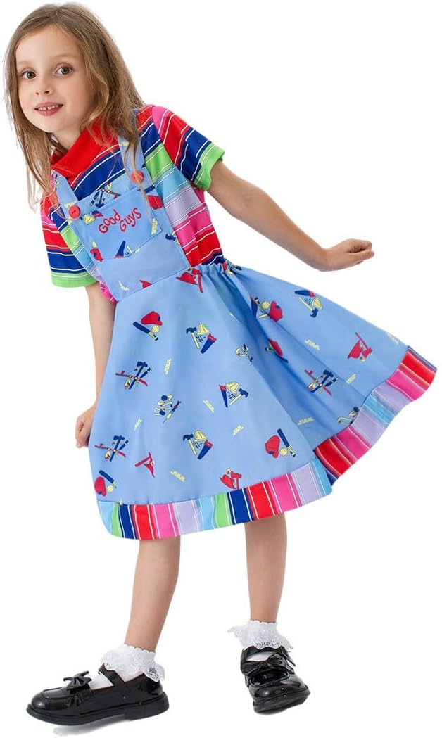 Amazon.co.jp: [SCLYX] チャイルドプレイ チャッキーコスプレ衣装 子供 女の子 可愛い チャッキーコスチューム チャッキー衣装 チャイルドプレイ ハロウィンコスチューム ...