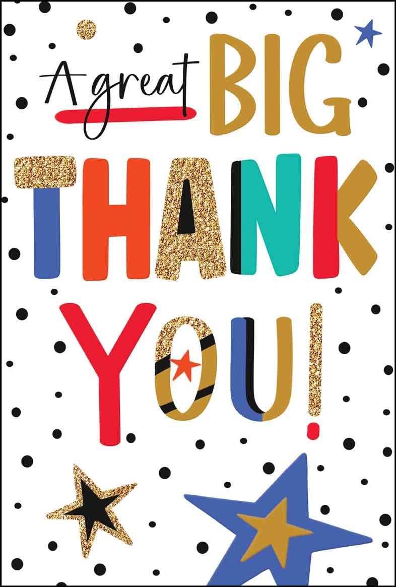 Jonny Javelin Thank You Card - 'A Great Big Thank You' - Stars and ...