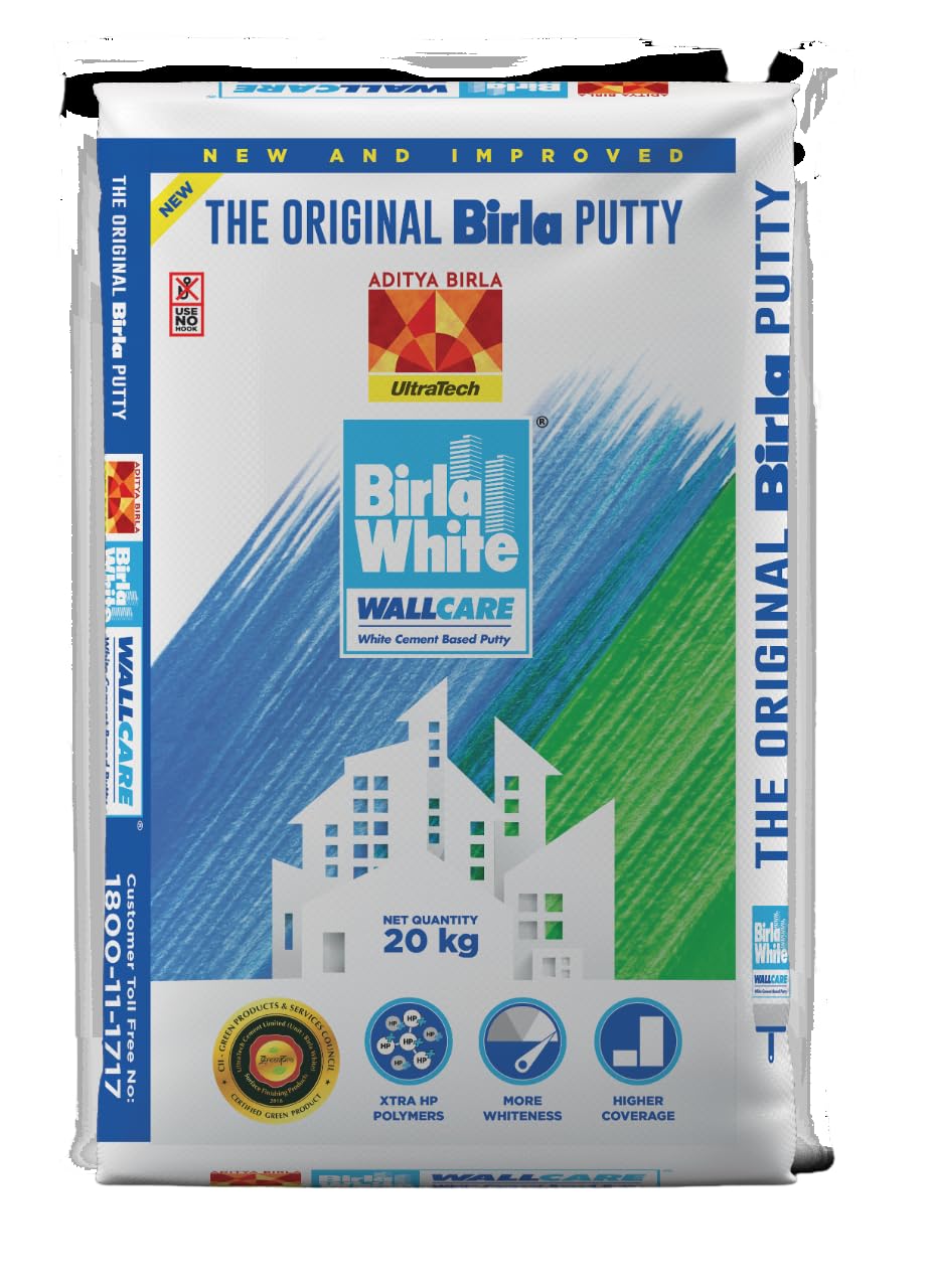 Birla White WallCare Putty 20 Kg white cement-based, water-resistant ...