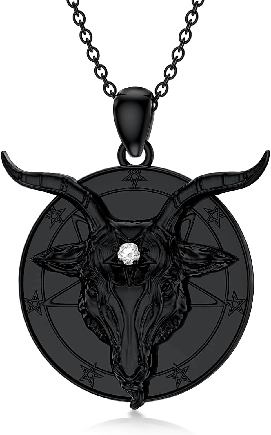 Amazon.com: BETHZA Diamond Goat Head Necklace Satanic Goat Necklace 925 ...