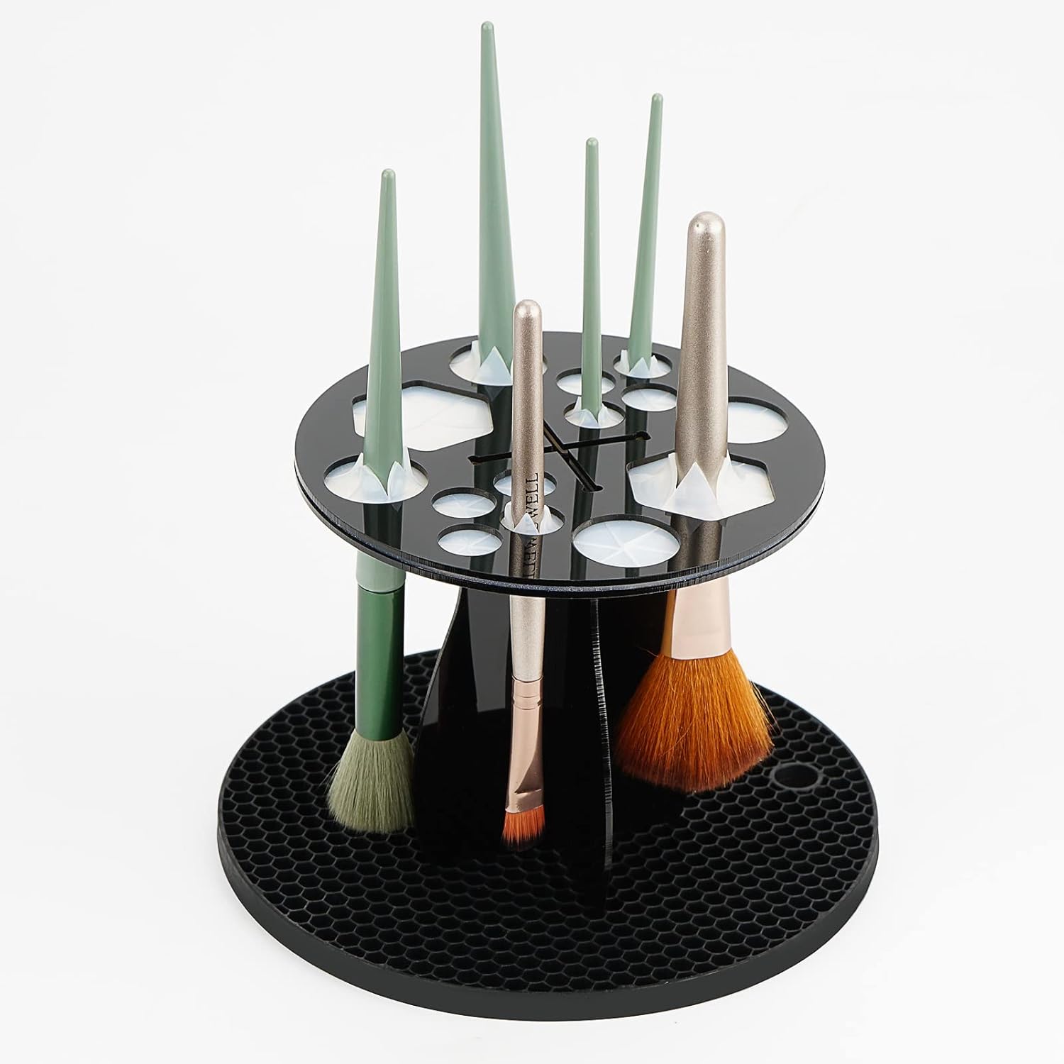 Amazon.com: ReignSword 14 Hole Makeup Brush Drying Rack with Mat ...