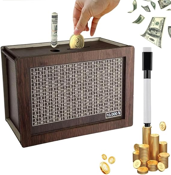 Amazon.com: Cash Vault Wooden Savings Box,kakeibo Money Box, Wooden ...