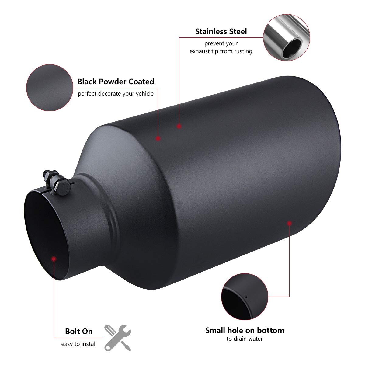 Snapklik.com : Diesel Exhaust Tip 4" Inlet, 8" Outlet 15" Length Truck ...