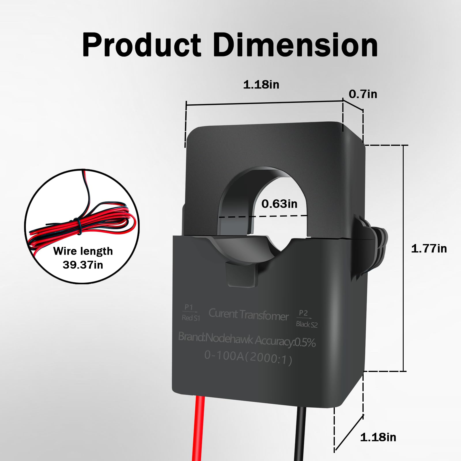 Snapklik.com : 100A Split Core Current Sensor Transformer 2000:1 Ratio ...