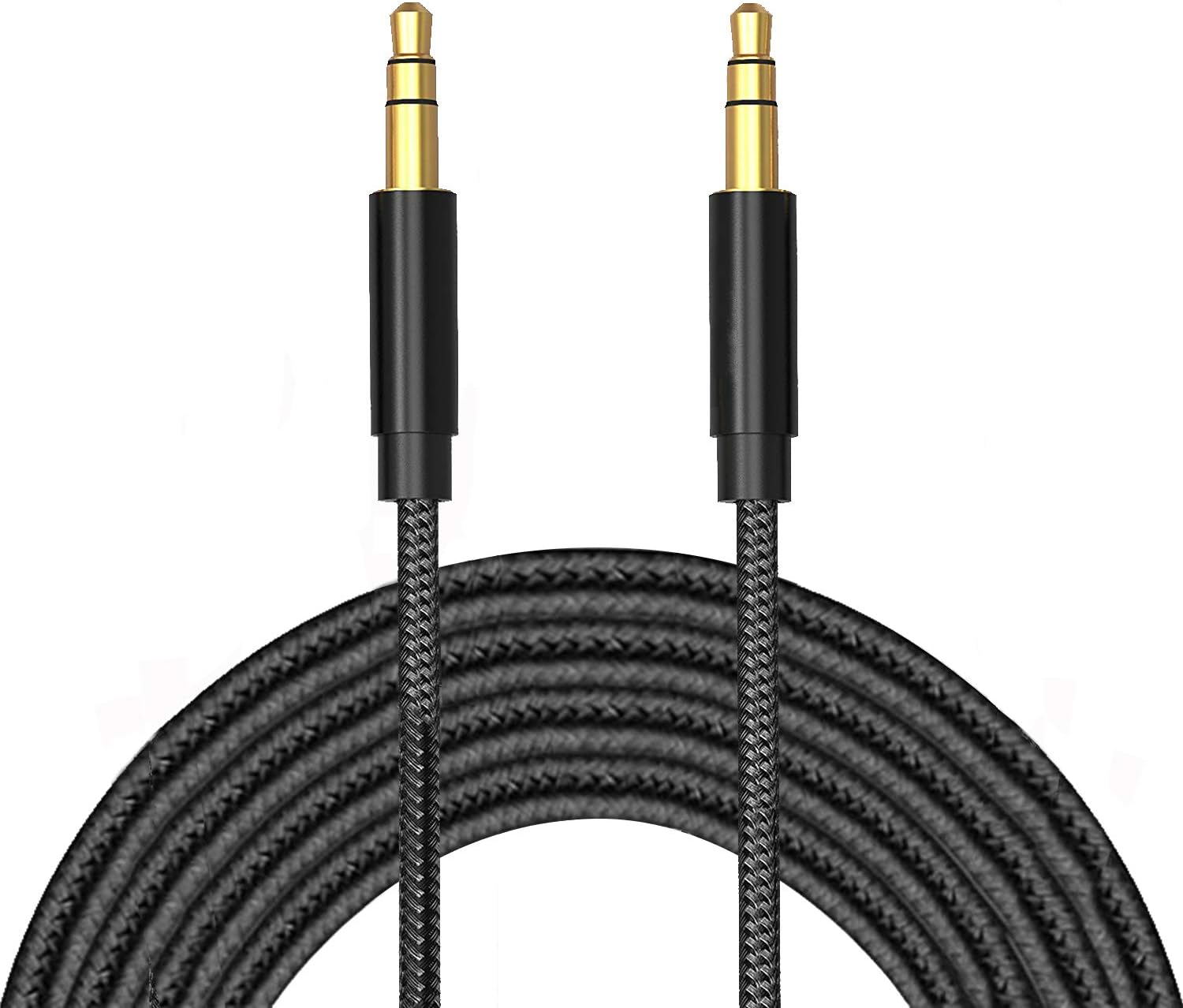 Aux Cable 3.5mm Male to Male Stereo Aux Cord 3.5mm Auxiliary Audio Cable Braided 1/8 Shielded ...