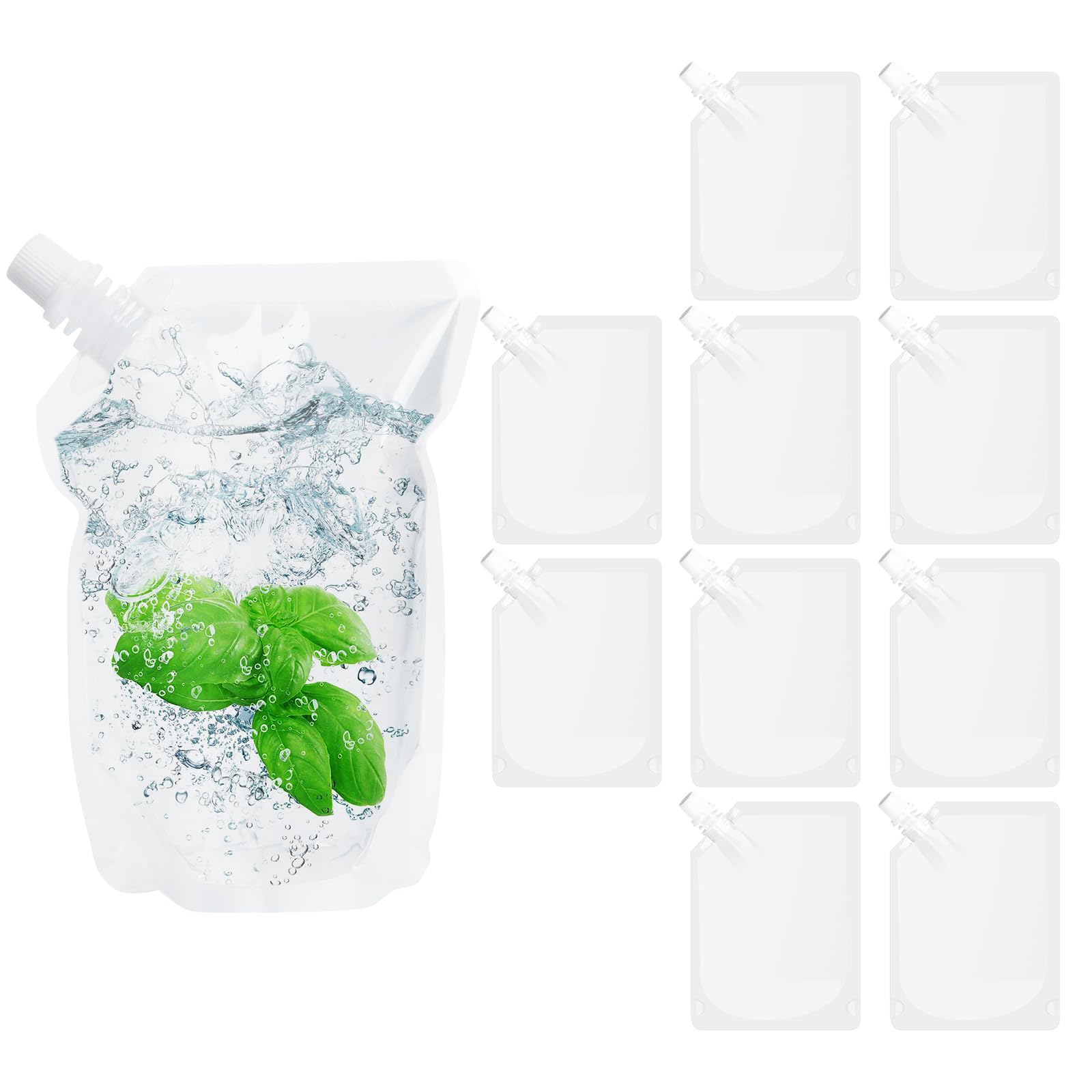 10 Pcs Refillable Drink Pouches for Festivals, Plastic Clear Liquid ...