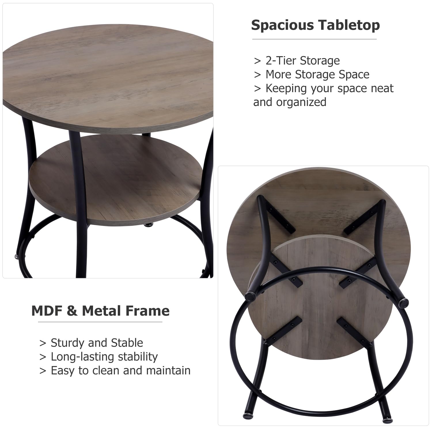 Snapklik.com : 2-Tier Round Sofa Side Table, 21.65 Inch End Table For ...