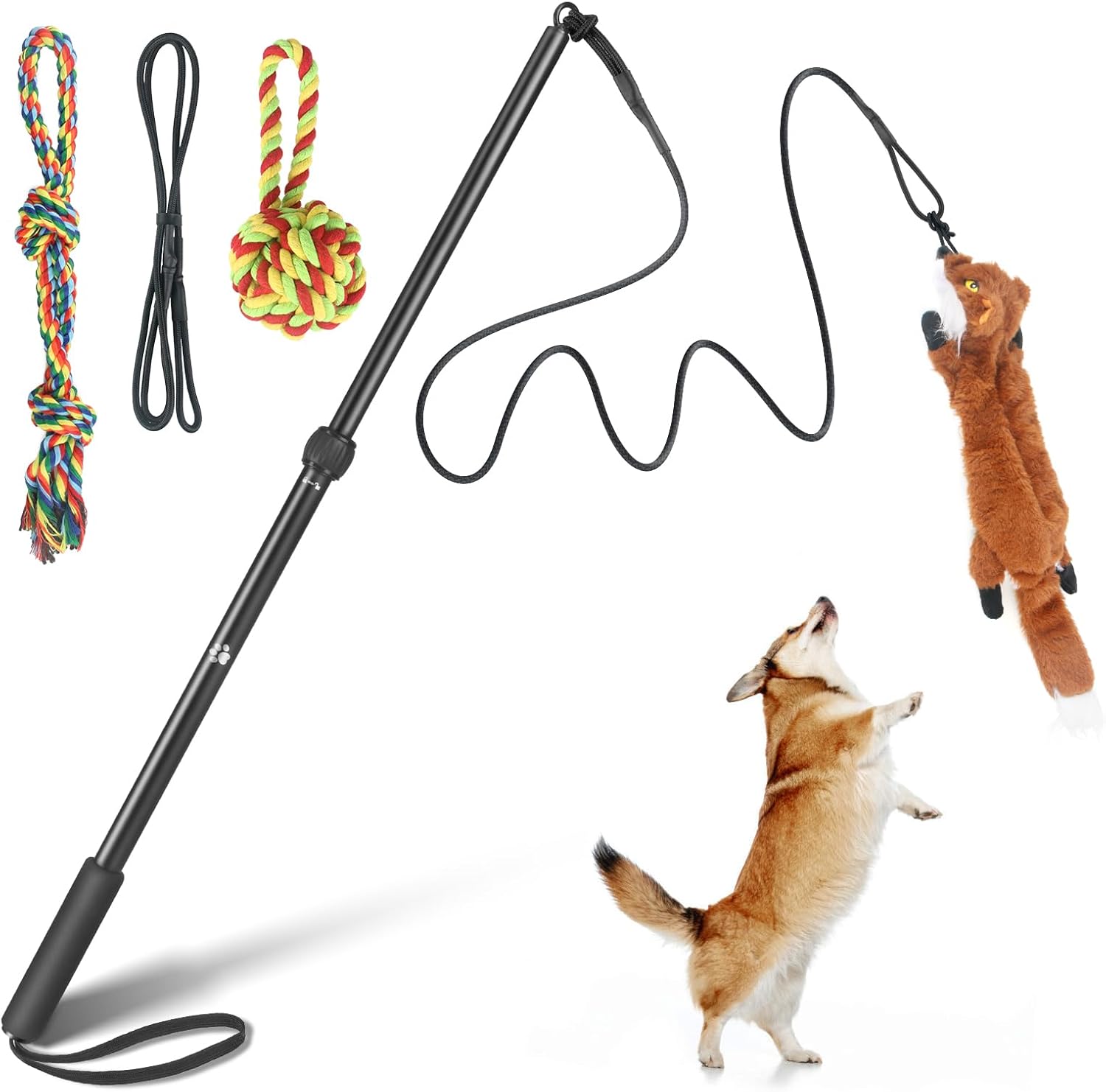 YILAKO Flirt Pole for Dogs - Heavy Duty Interactive Dog Rope Toy ...