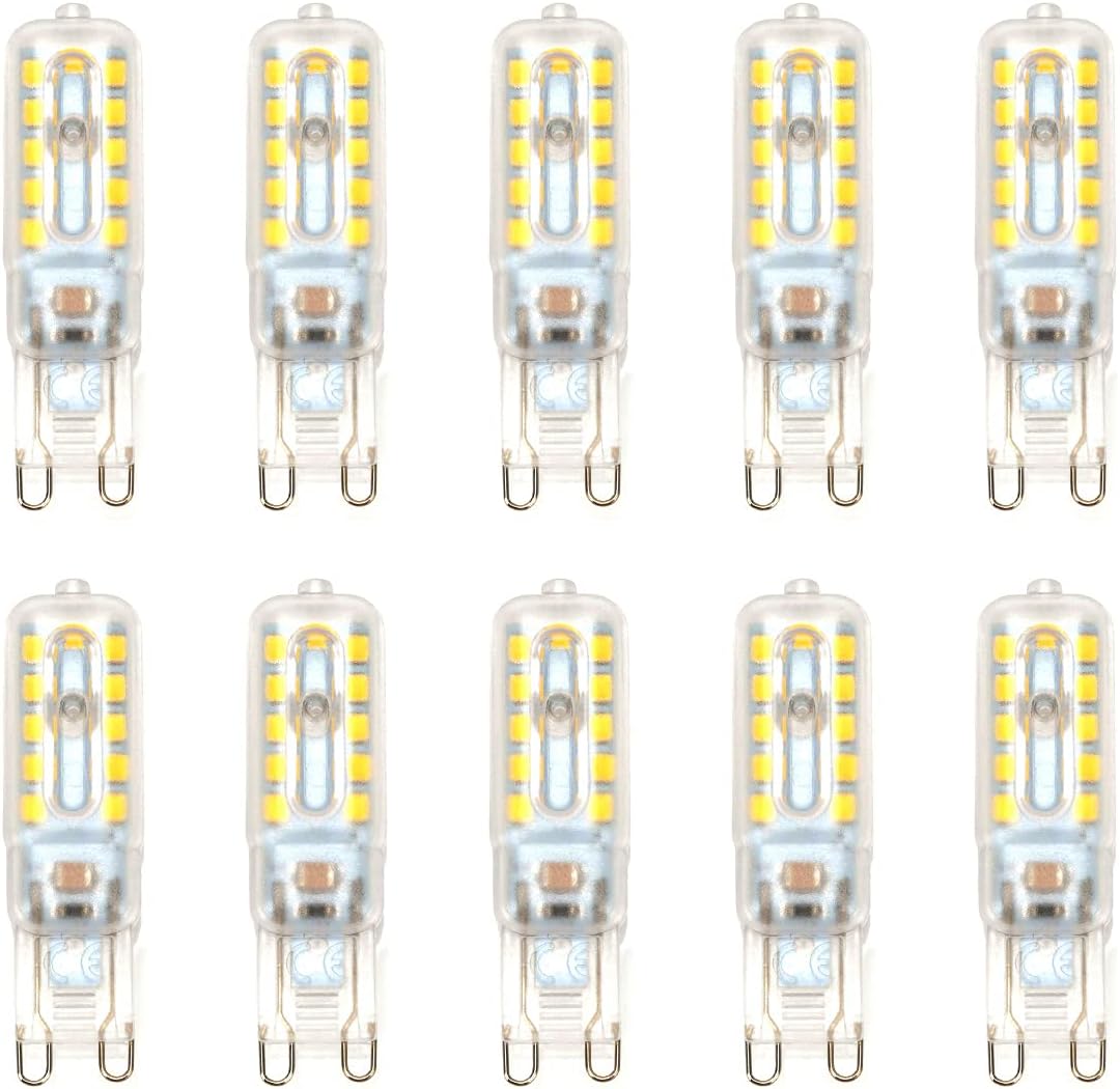 10 x G9 LED Light Bulbs, G9 Bi-Pin Base 5W (40W Halogen Bulb Equivalent ...
