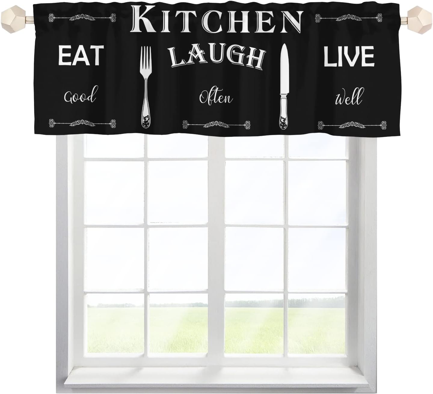 Amazon.com: Kitchen Eat Laugh Live Kitchen Valances 54''x18'' Funny ...