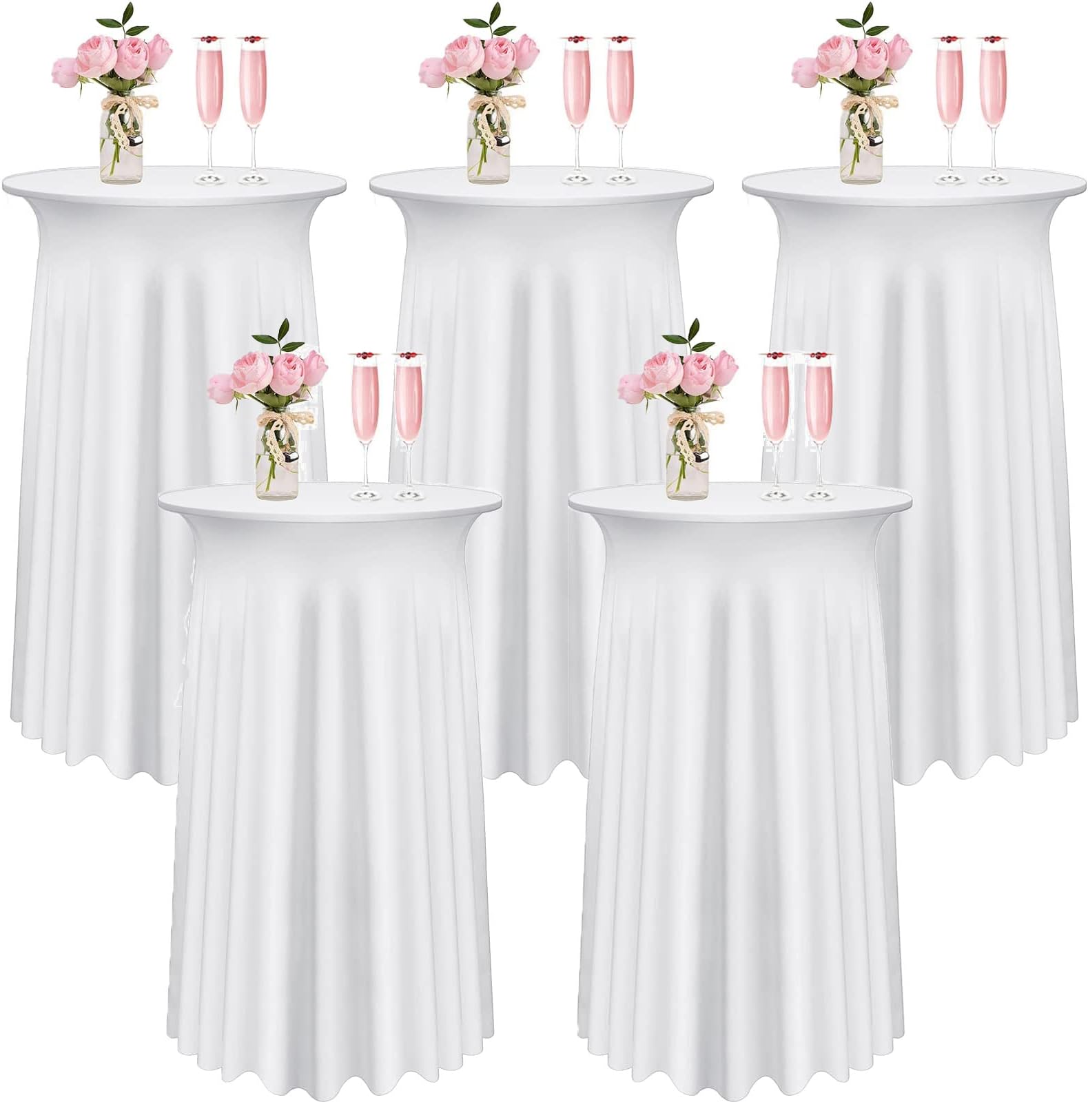 Amazon.com: Tegeme 4 Packs Round Spandex Cocktail Tablecloths with ...