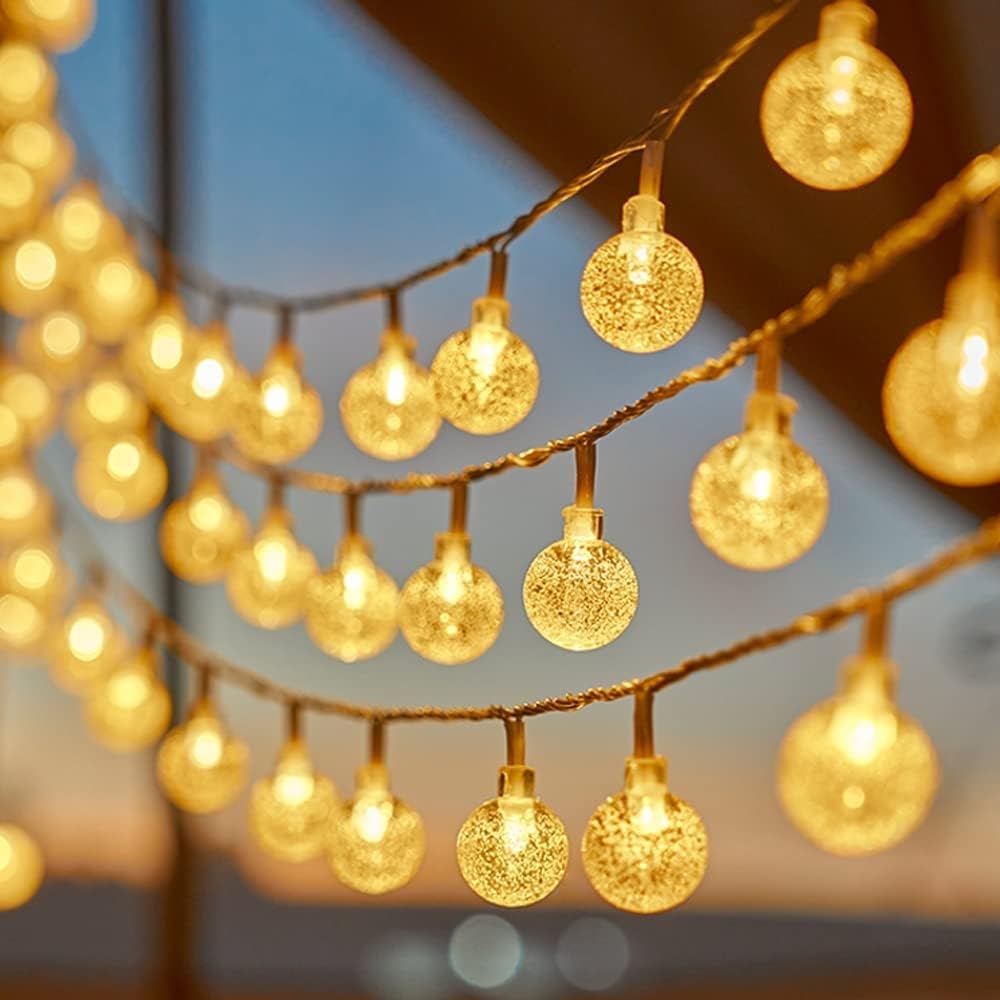 Battery Operated Globe String Lights,Water Proof 33 FT 80 LED Crystal ...