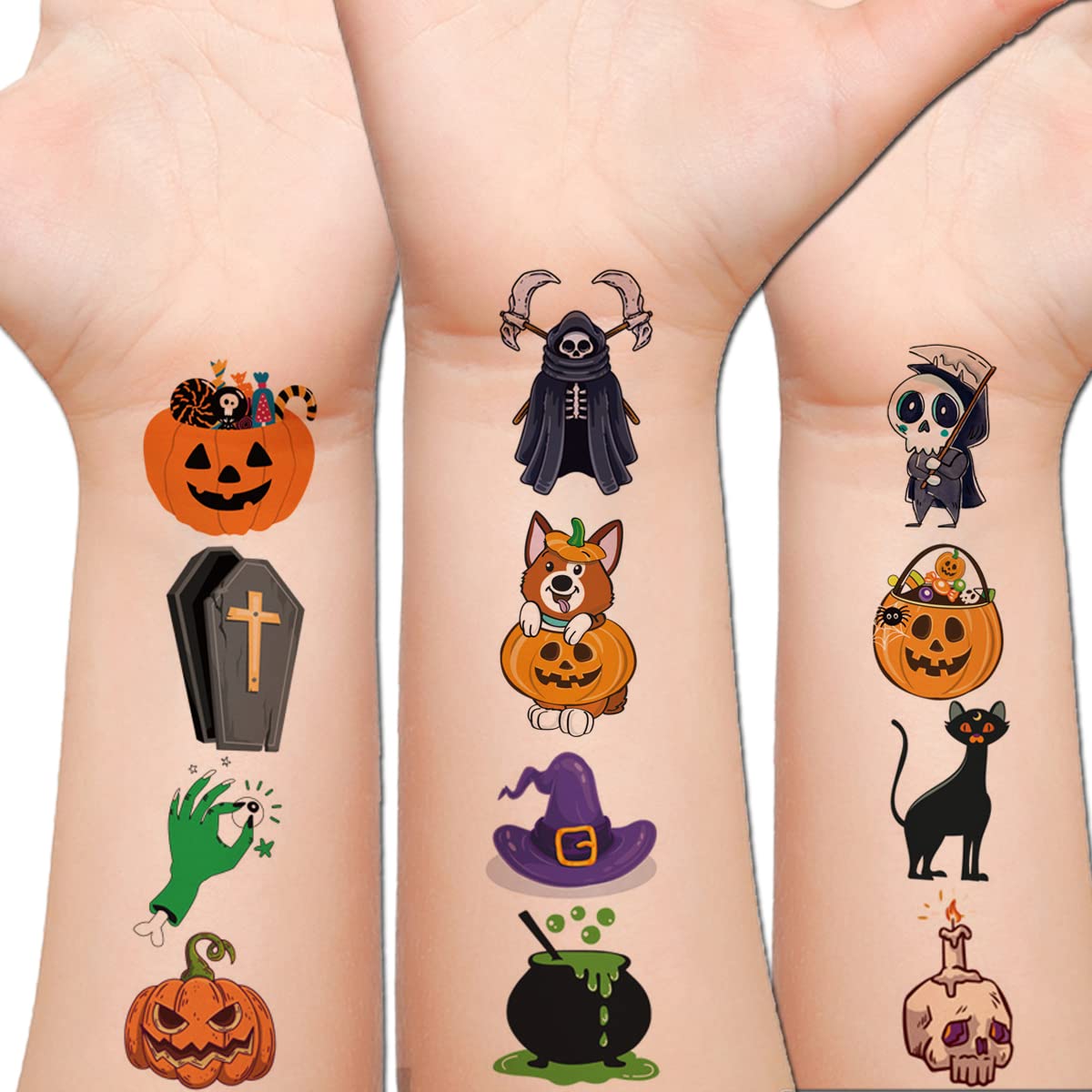 Amazon.com : Hohamn Halloween Temporary Tattoos for Kids, 200 Styles ...