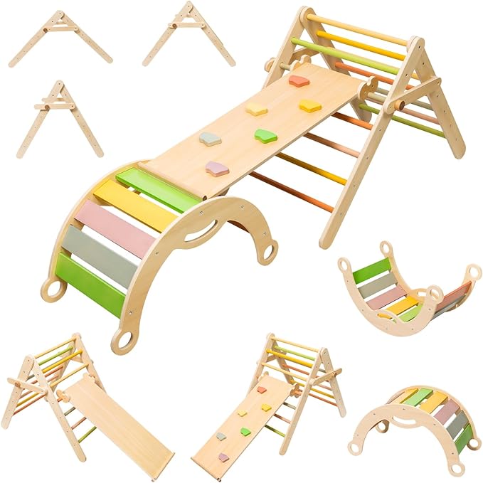 Amazon.com: deli Pikler Triangle Set Climber 3-in-1, Baby Pickler ...