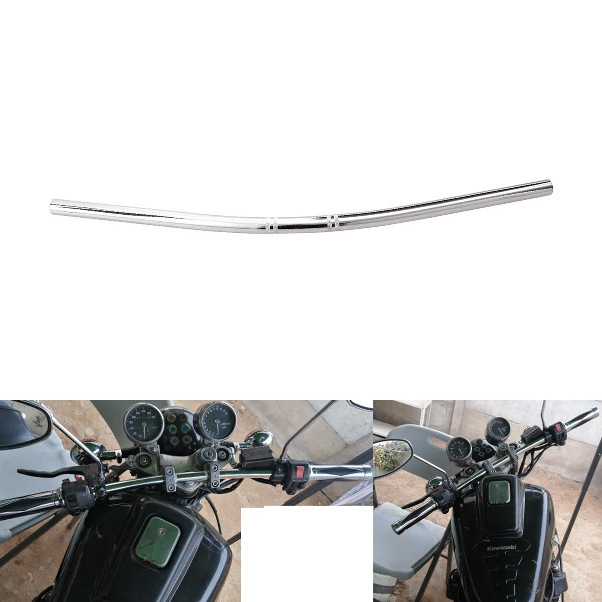 DUILU Retro Motorcycle handlebar 7/8'' 22mm Universal Handle Bar (Silver)