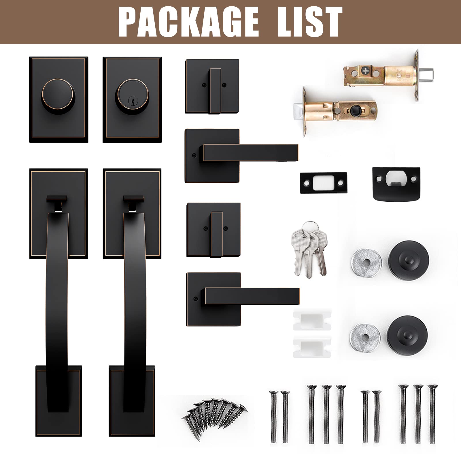 NeuType Front Door Lock Set Double Door Lock Set Double Door Handle Set ...