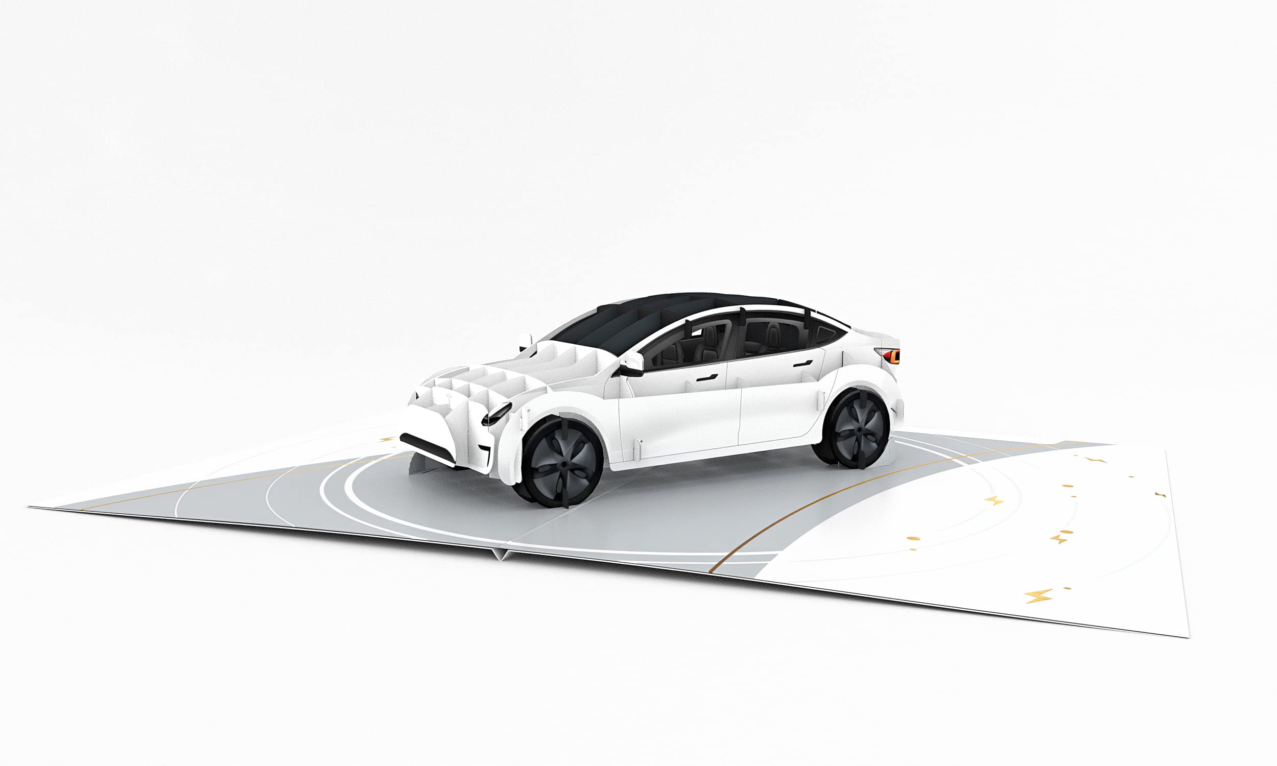 Amazon.com : WOWPAPERART Pop Up 3D Greeting Card for Tesla Model 3 New ...