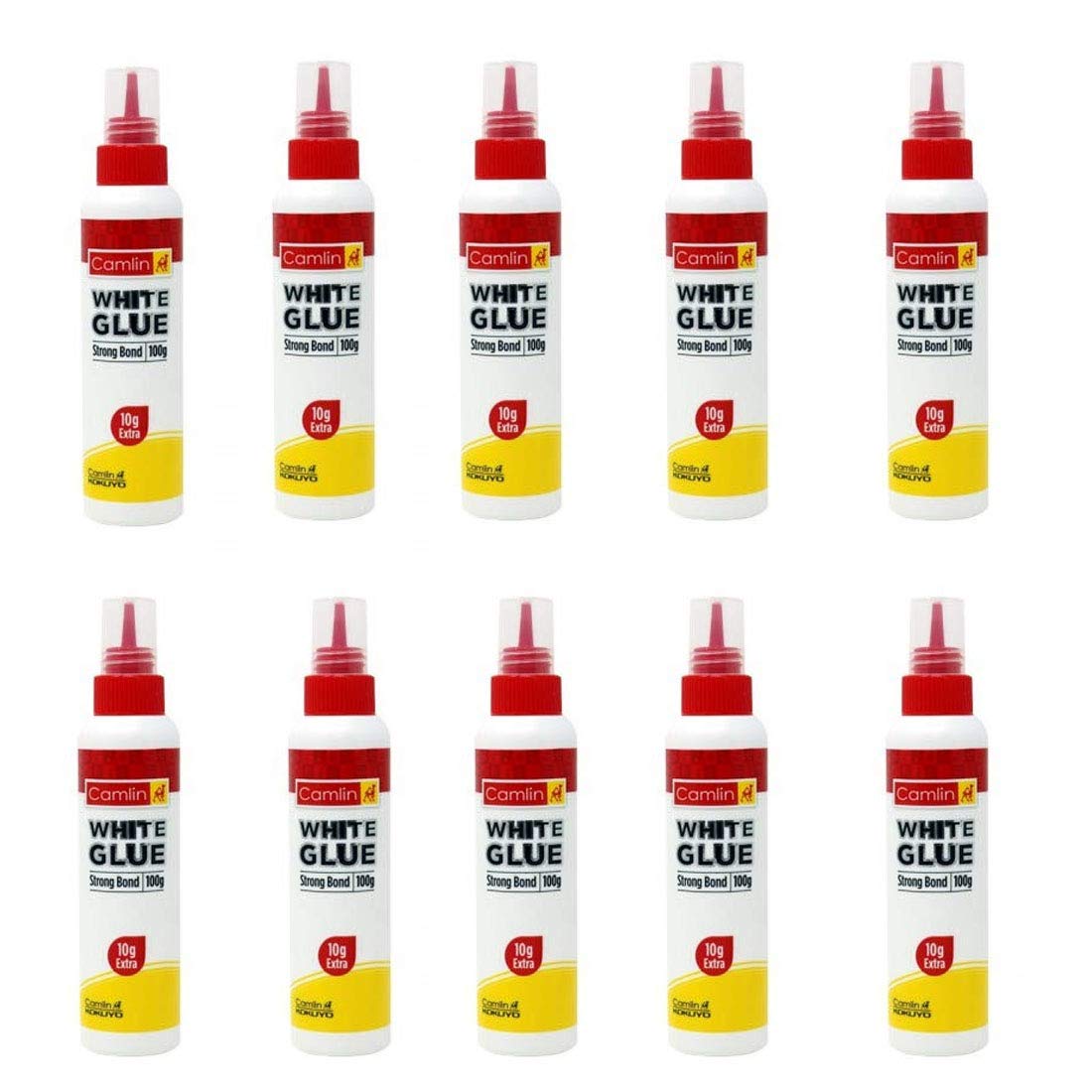 Camlin White Glue Strong Bond 100g Bottle (Pack of 10) : Amazon.in ...