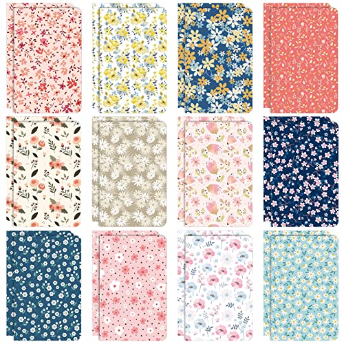 24 Pcs Floral Notebook, Mini Colorful Flower Patterns Notebook ...