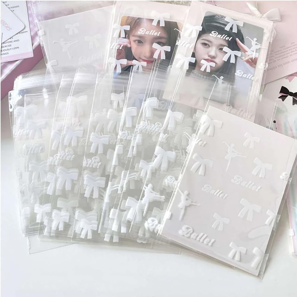Amazon.com : 50Pcs Ins Ballet Bow Photo Card Sleeves Kpop Photocard ...