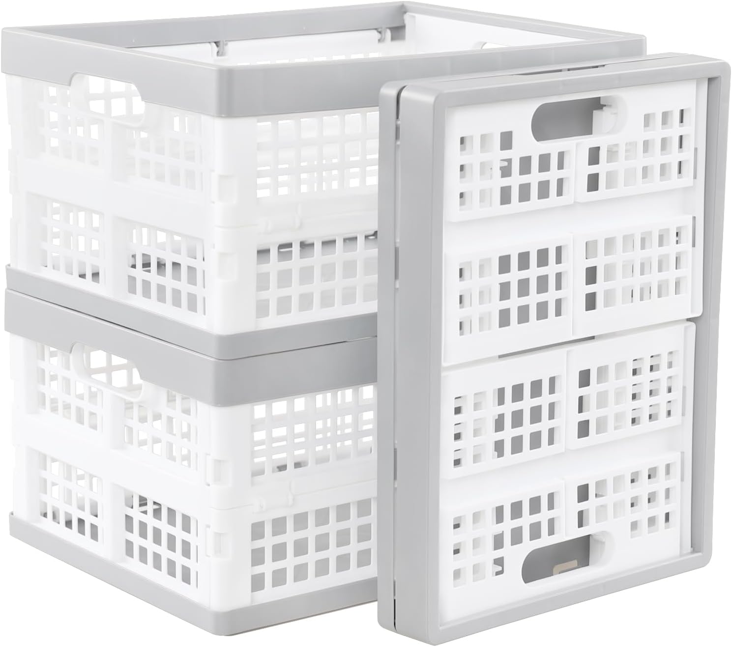 Amazon.com : Cinkyou 3-Pack Plastic Collapsible Storage Crates, 15 L ...