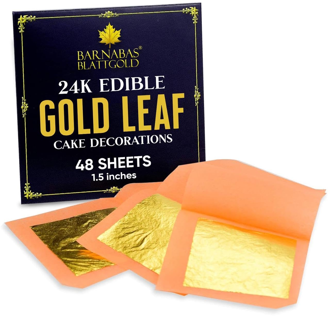 Amazon.com: Genuine Edible Gold Leaf - 48 Sheets - Barnabas Gold ...