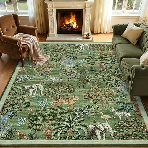 Amazon.com: GarveeHome Jungle Animal Print Rug 5x7 Washable Area Rugs ...