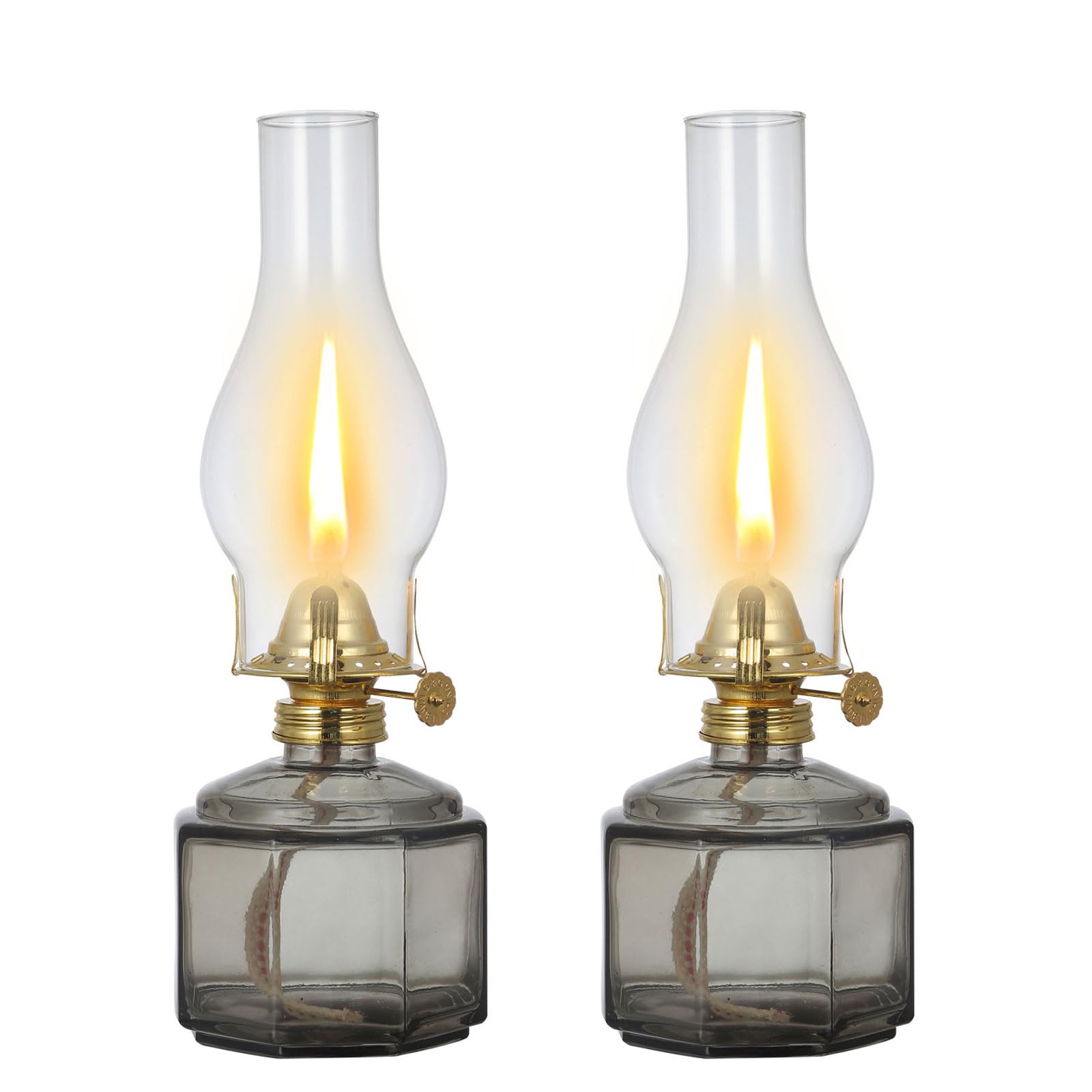 Amazon.com: DNRVK 2 Pack Rustic Oil Lamp Large Vintage Glass Kerosene ...