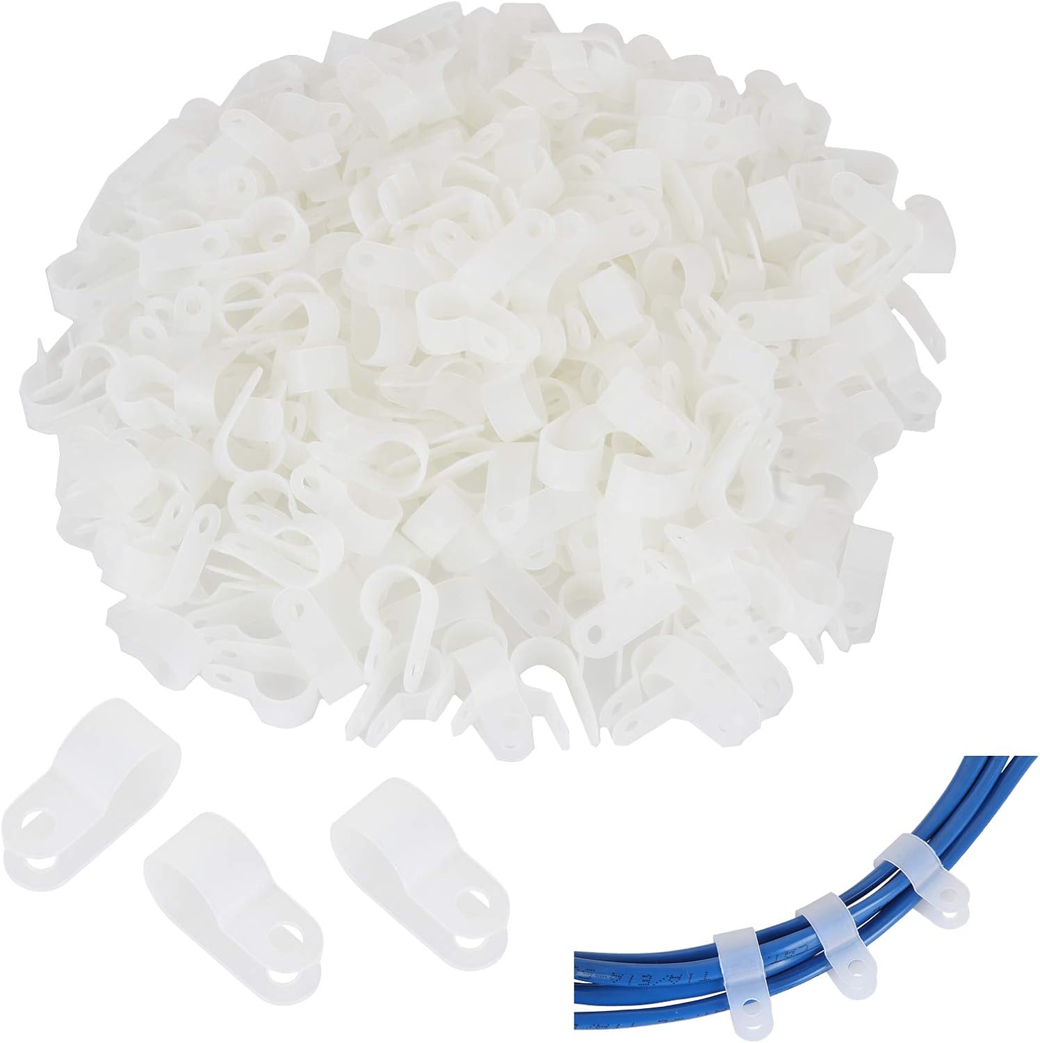 Amazon.com: LISHINE 1000 Pcs Nylon Plastic R-Type Wire Clips Cable ...