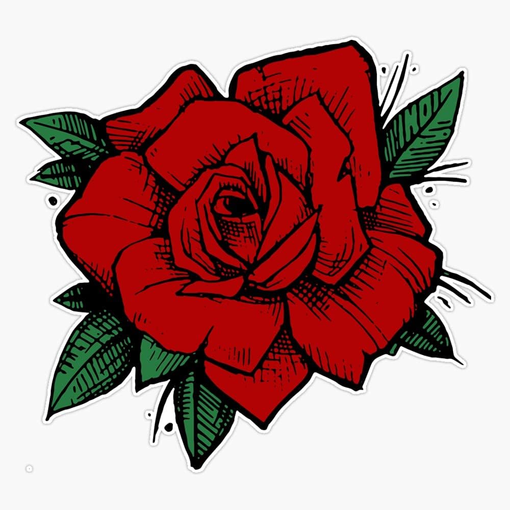 Amazon.com - Deep Red Roses Flowers - Pack of 4 - StickerVinyl ...